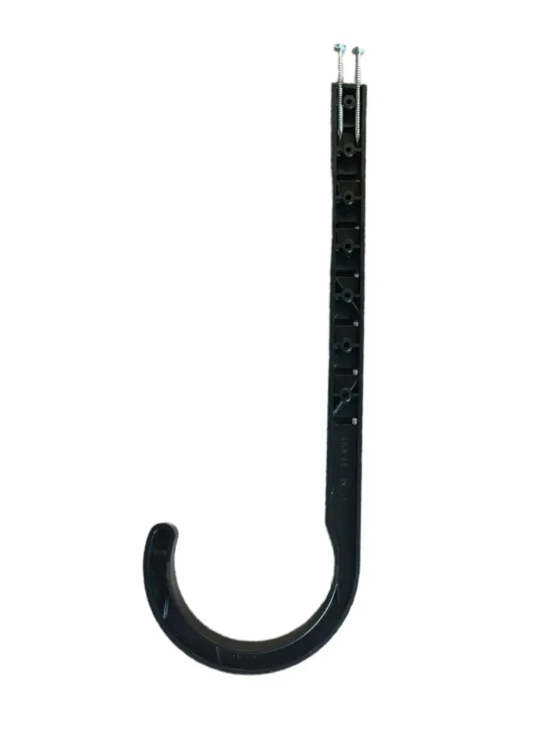 3" x 9" J-Hook Plastic Pipe Hanger (Black) | Plumbing Parts To Go